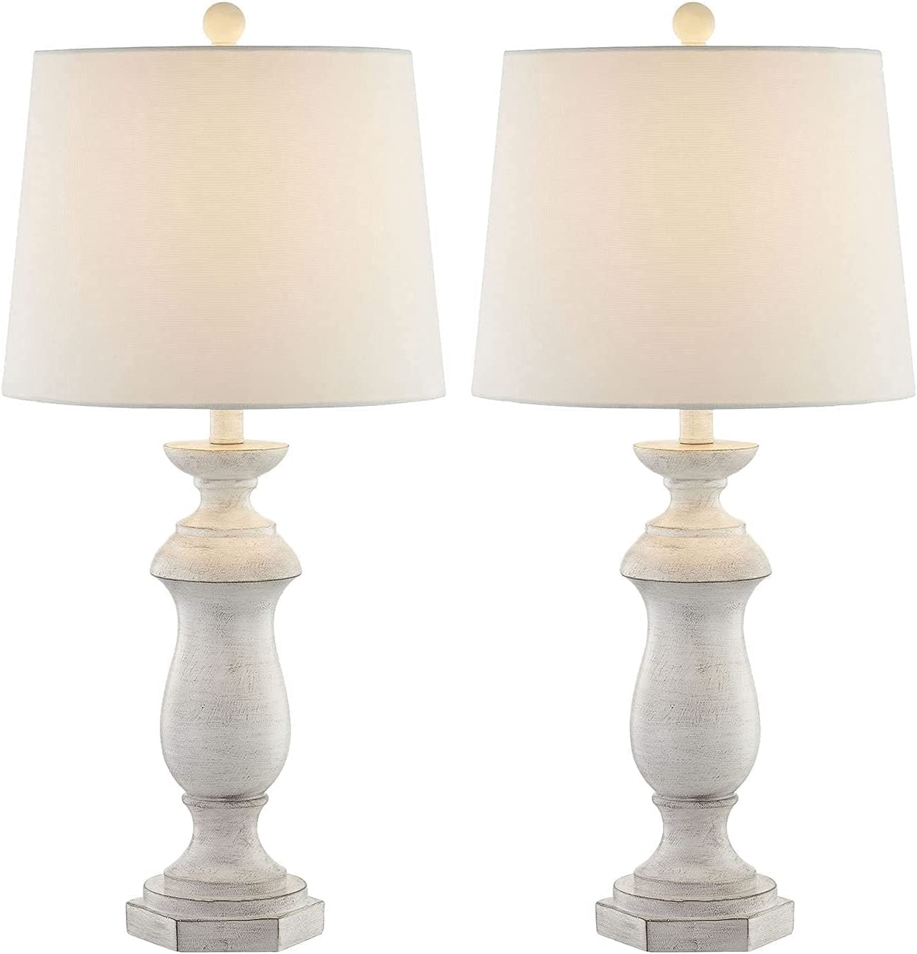 Maxax 27" Farmhouse Table Lamps Set of 2, Antique White Resin Bedside ...