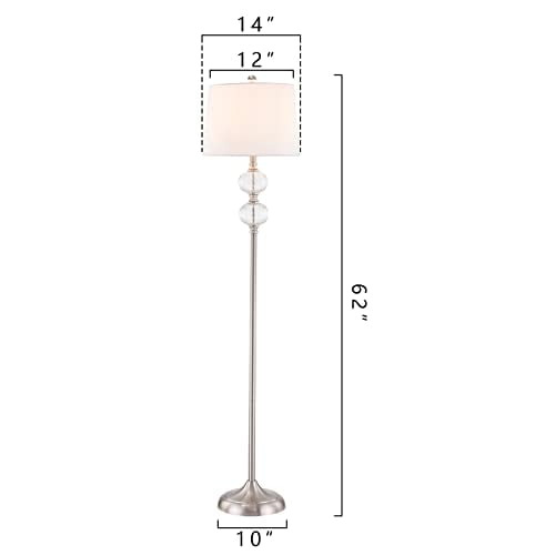 Maxax 65" Modern Glass Floor Lamp, Transparent 2 Glass Stacked Ball ...