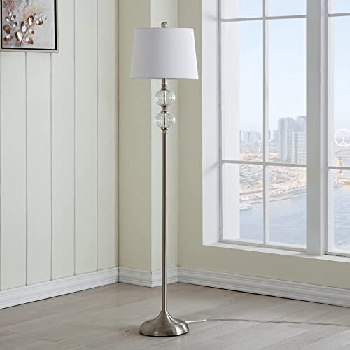 Maxax 65" Modern Glass Floor Lamp, Transparent 2 Glass Stacked Ball ...