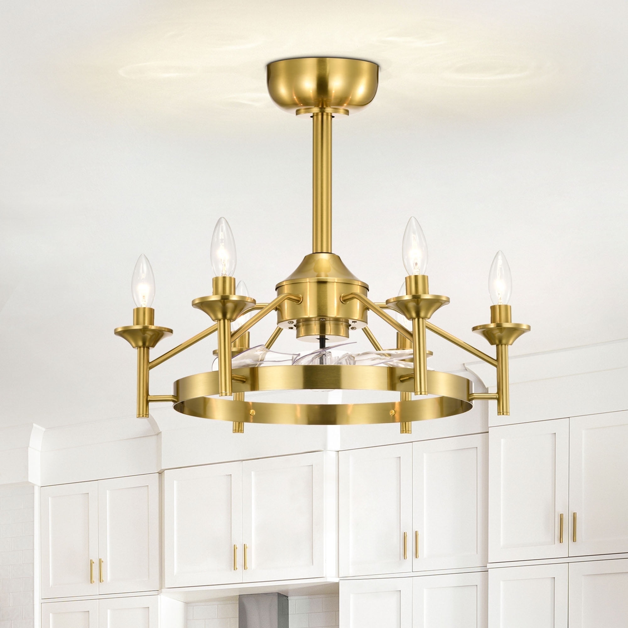 Maxax Candlestick Ceiling Fan with Light, 21" Gold Vintage Ceiling Fan ...