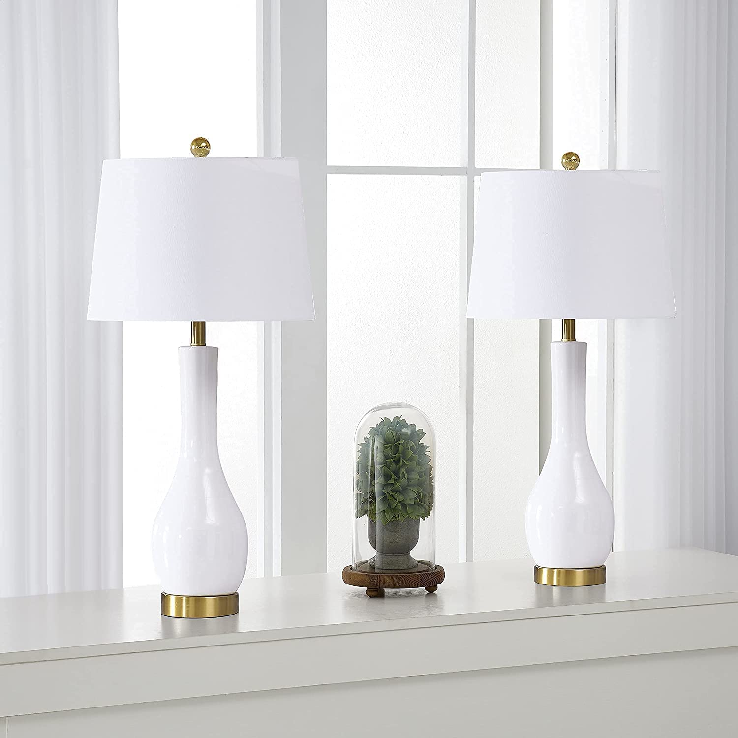 Maxax Ceramic Table Lamp Set of 2 with USB Port, Traditional 3 Way ...