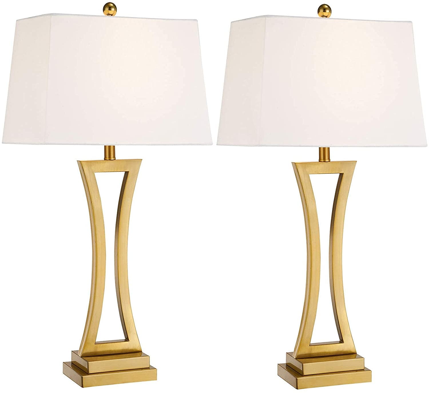 Maxax Contemporary Table Lamps Set of 2, Brass Gold 30.75'' Tall ...