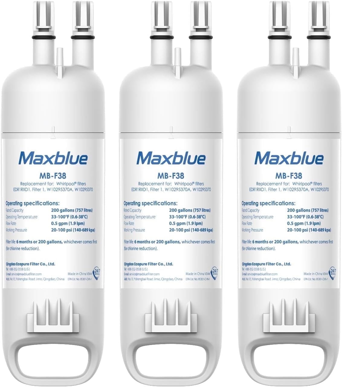 Maxblue EDR1RX D1 Refrigerator Water Filter, 3 Filters (Package May ...