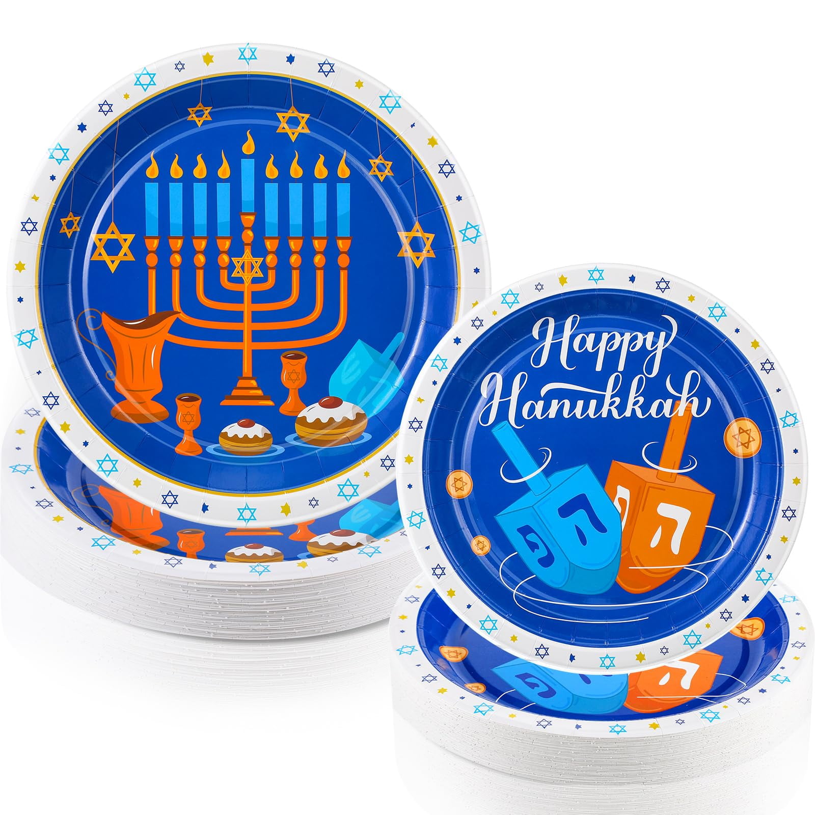 Maxcheck 100 Pcs Hanukkah RRF12 Paper Plates 9" and 7" Disposable ...