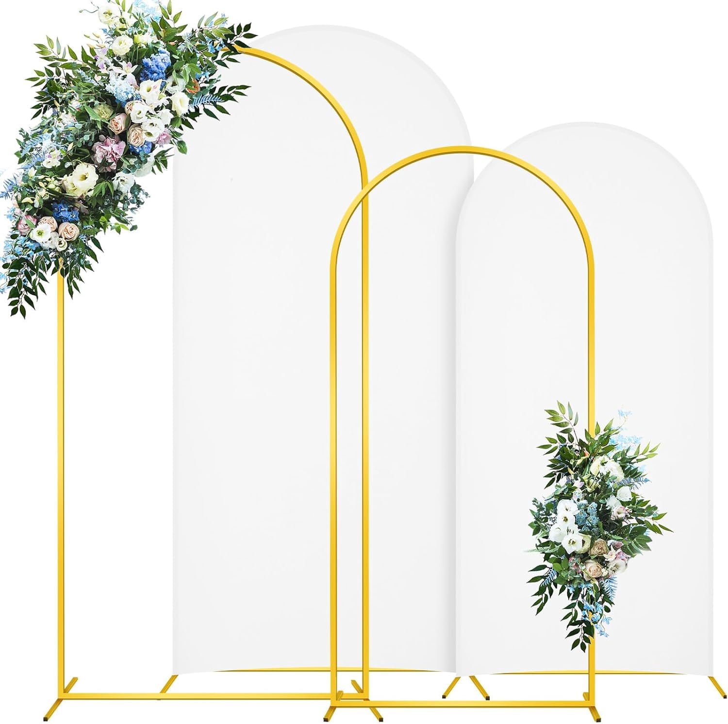 Maxcheck 2 Sets Metal Arch Backdrop Stands with Covers Gold Wedding ...