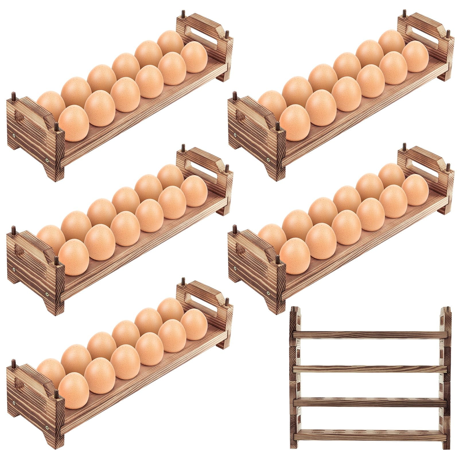 Maxcheck 6 Layers Wooden Egg Holder Countertop Stackable Fresh Egg ...