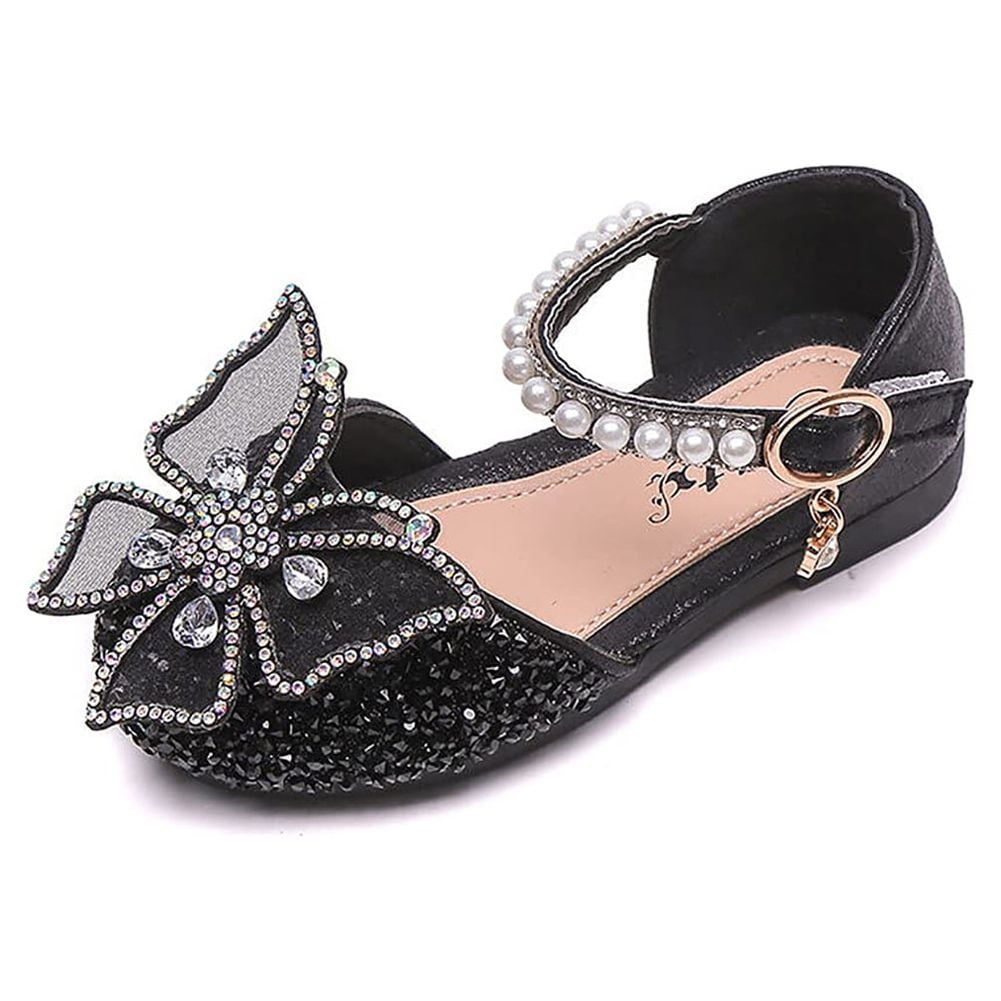 Maxcozy Girls Big Bow Rhinestone Sandals Mary Jane Shoes Glittler Dress ...