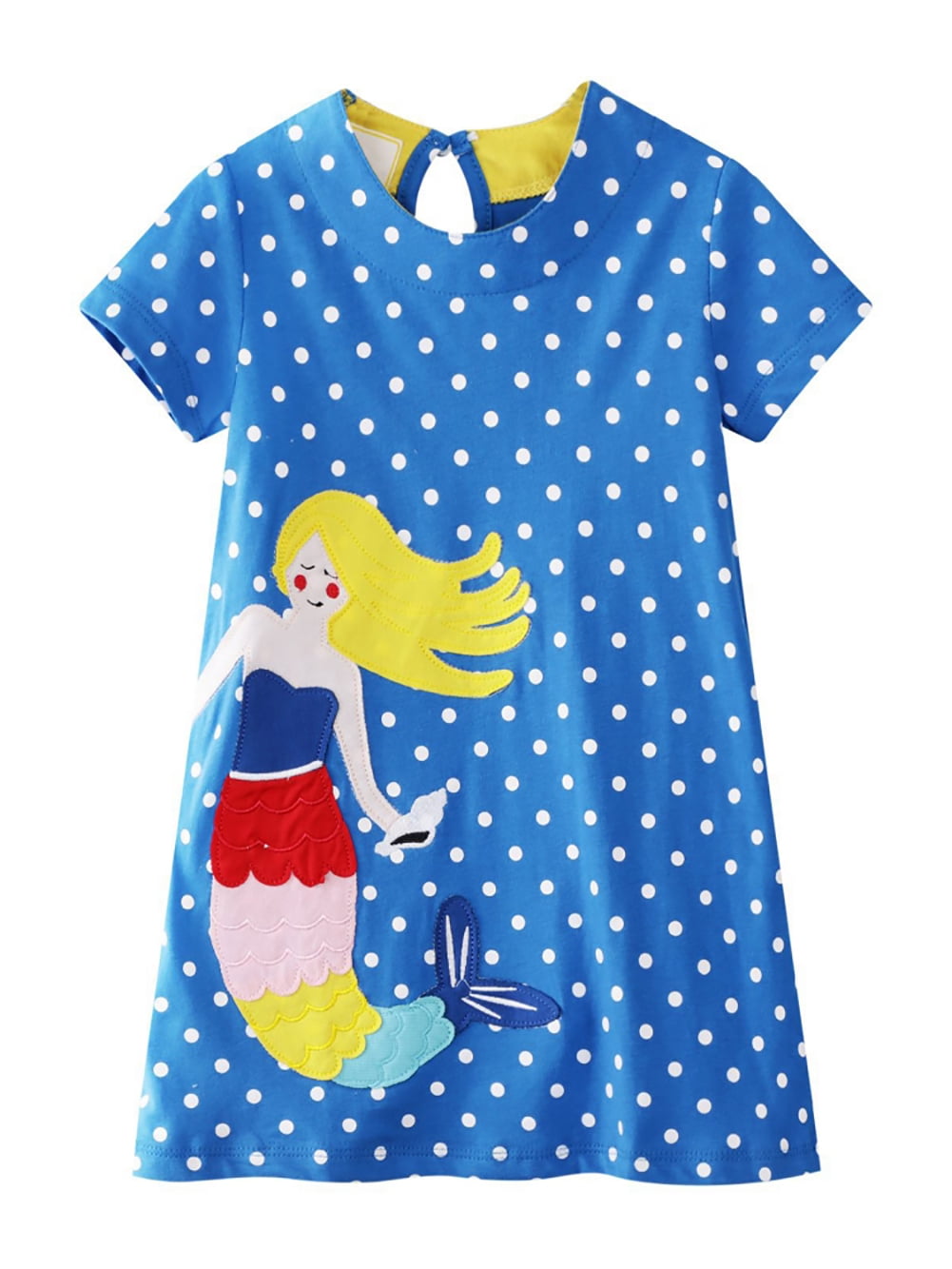 Maxcozy Kids Toddler Girls Cotton Casual Cartoon Polka Dots Mermaid ...