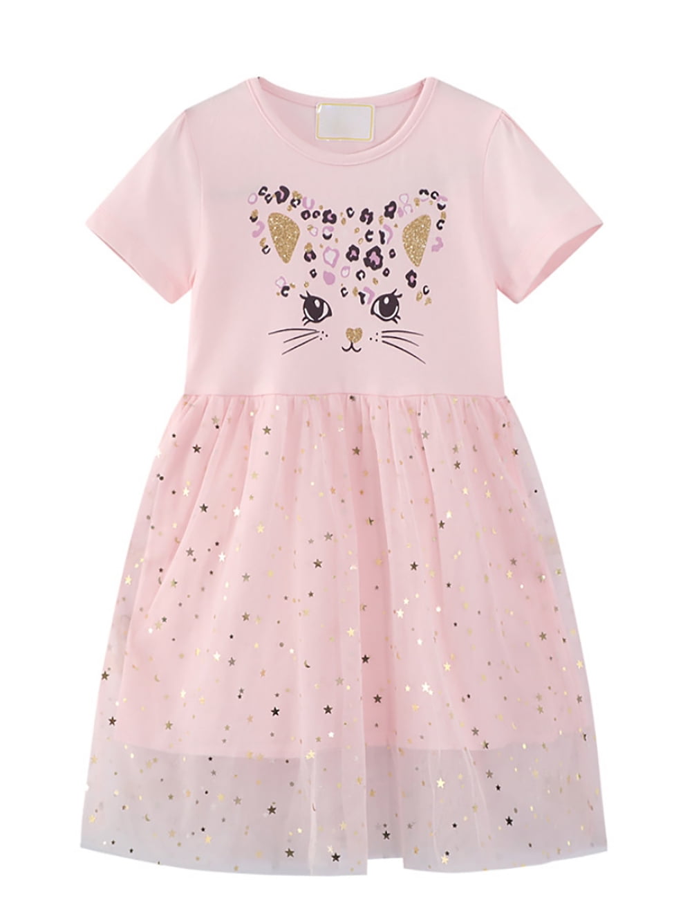 Maxcozy Toddler Little Girls Cat Dress Short Sleeves Casual Summer ...