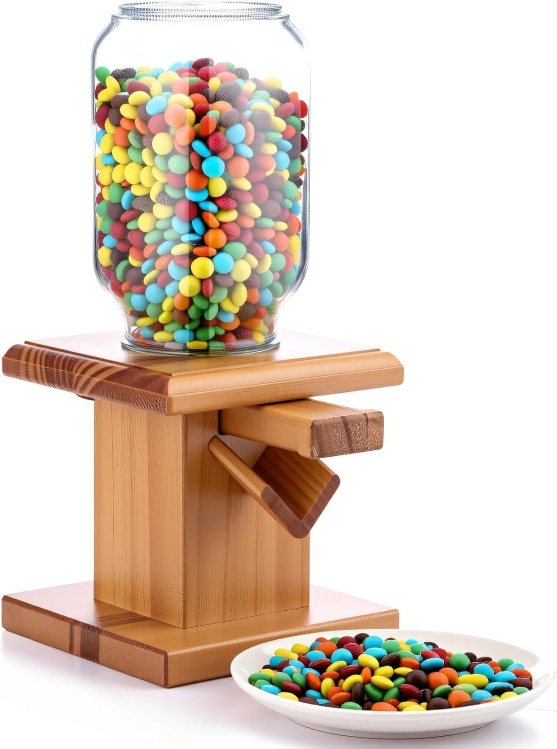 Maxdot 1 Pcs Wooden Candy Dispenser Wood Storage Containers for Gummy ...