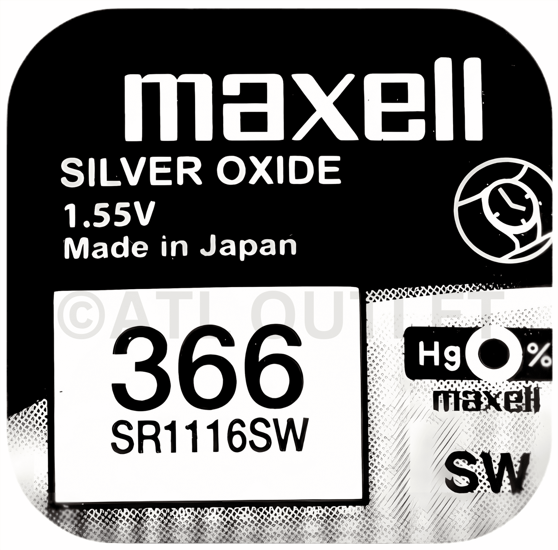 Maxell 366 SR1116SW 1.55v Silver Oxide, Mercury Free Watch Battery ...