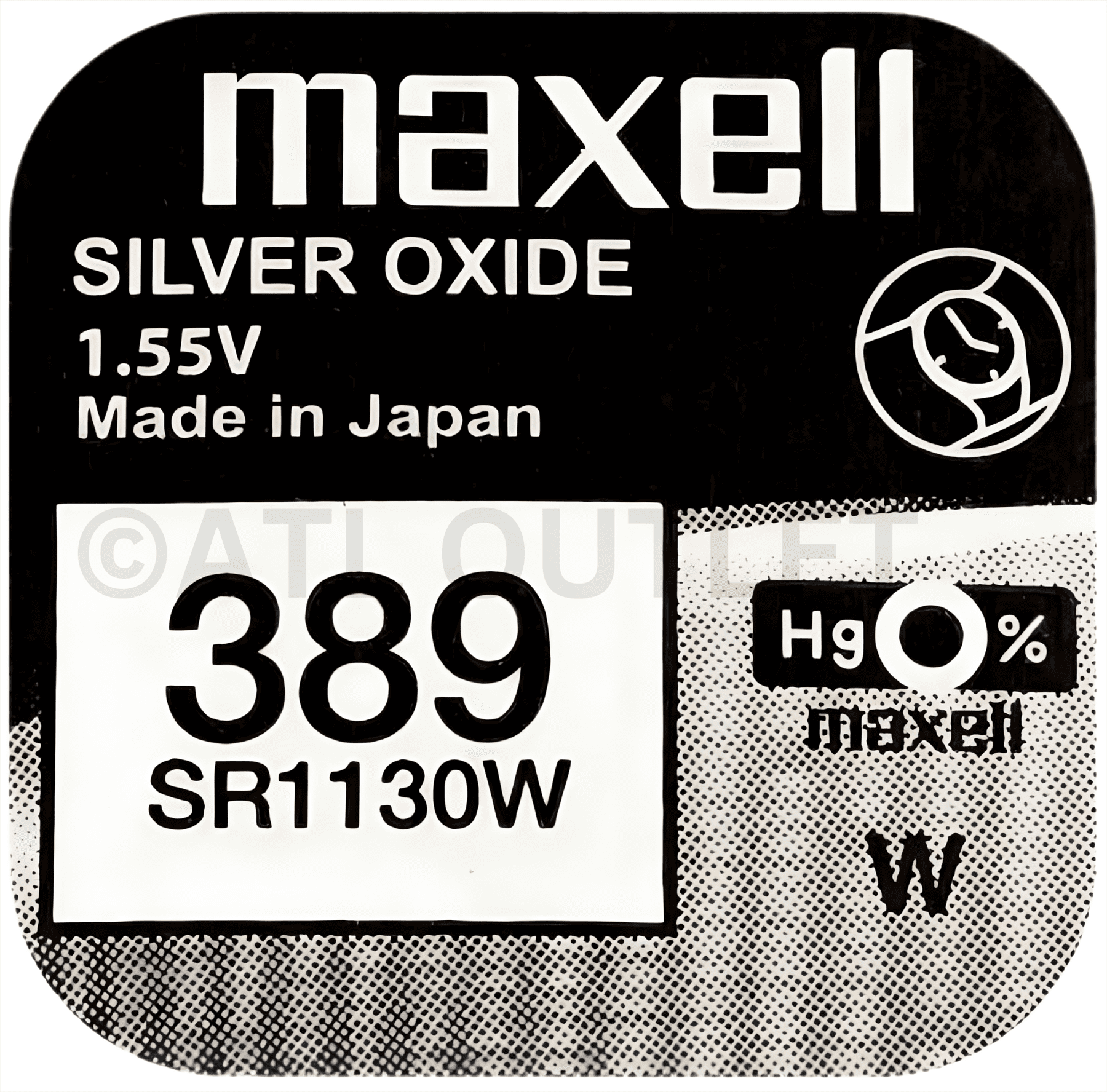 Maxell 389 SR1130W 1.55v Silver Oxide, Mercury Free Watch Battery ...