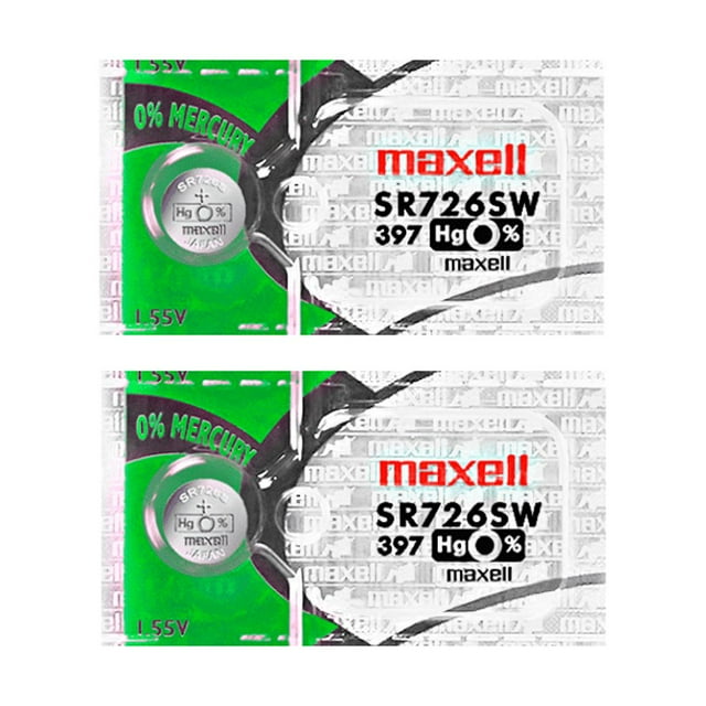 Maxell 397 SR726SW 1.55V Silver Oxide Watch Battery (2 Batteries ...