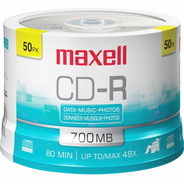 maxell 700MB 48X CD-R 50 Packs Spindle Disc Model 648250 - Walmart ...