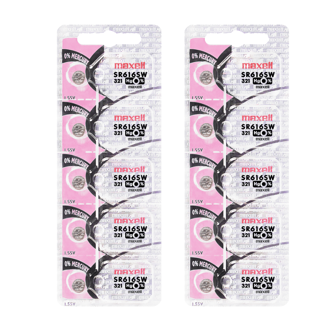 Maxell Battery 321 SR616SW Silver Oxide Watch Battery (Pack of 10 ...