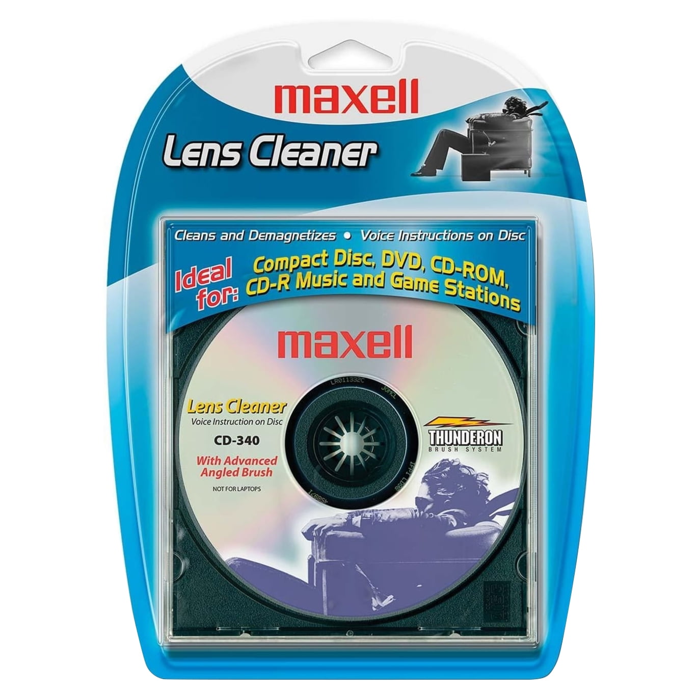 Maxell CD Lens Cleaner, Thunderon Brush System, Removes Dust and Debris, CD Performance ...