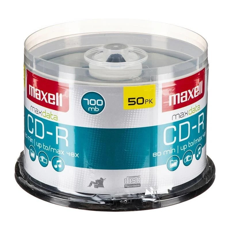 Maxell CD-R 50 Pack Spindle Holds-up to 700MB of Data Files or 80 ...