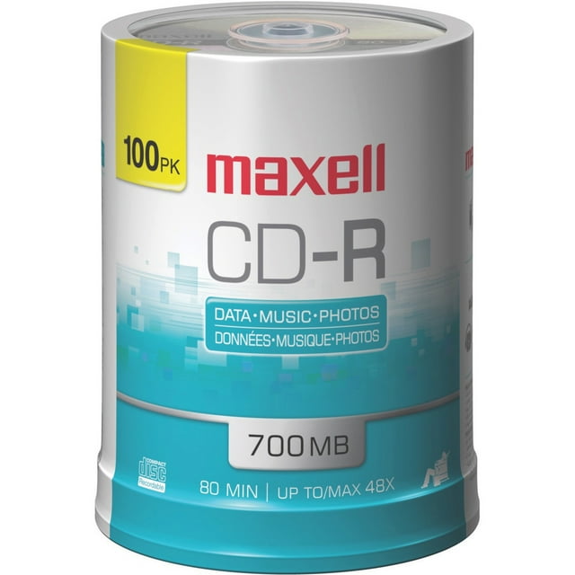 Maxell CD Recordable Media, CD-R, 48x, 700 MB Spindle - Walmart ...