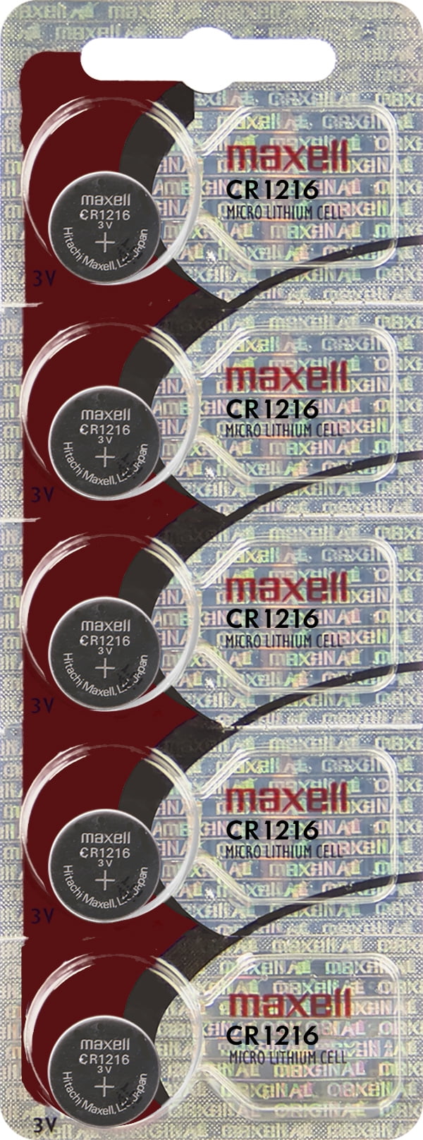 Maxell CR1216 3V Lithium Button Battery, 5 Pack, for Watches, Remotes ...