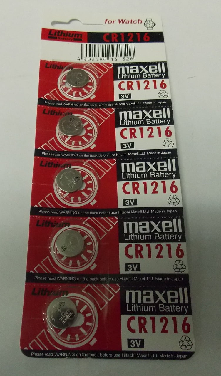 Maxell CR1216 3 Volt Lithium Coin Battery - 5 Pack + FREE SHIPPING ...