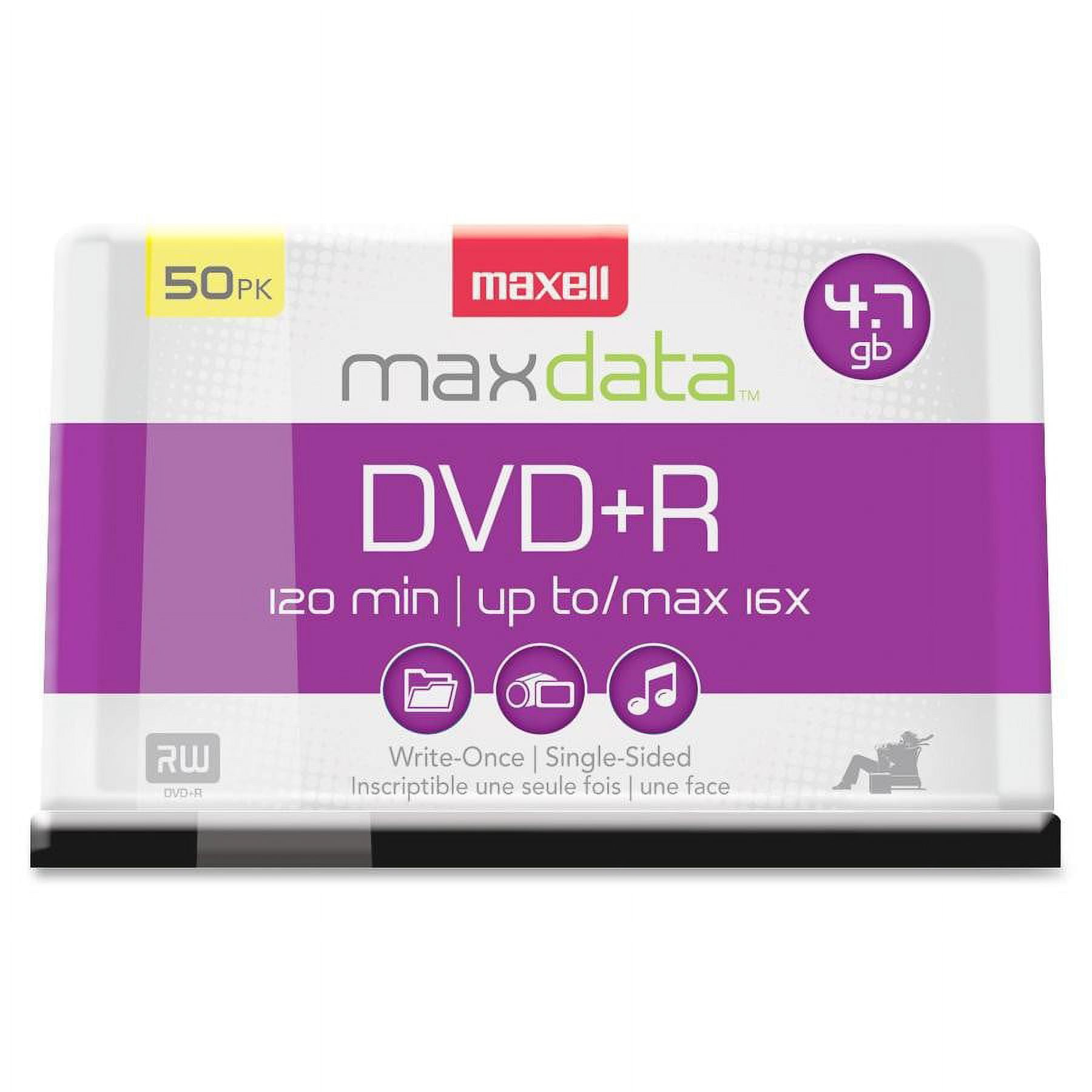 Maxell DVD Recordable Media - DVD+R - 16x - 4.70 GB - 50 Pack Spindle ...