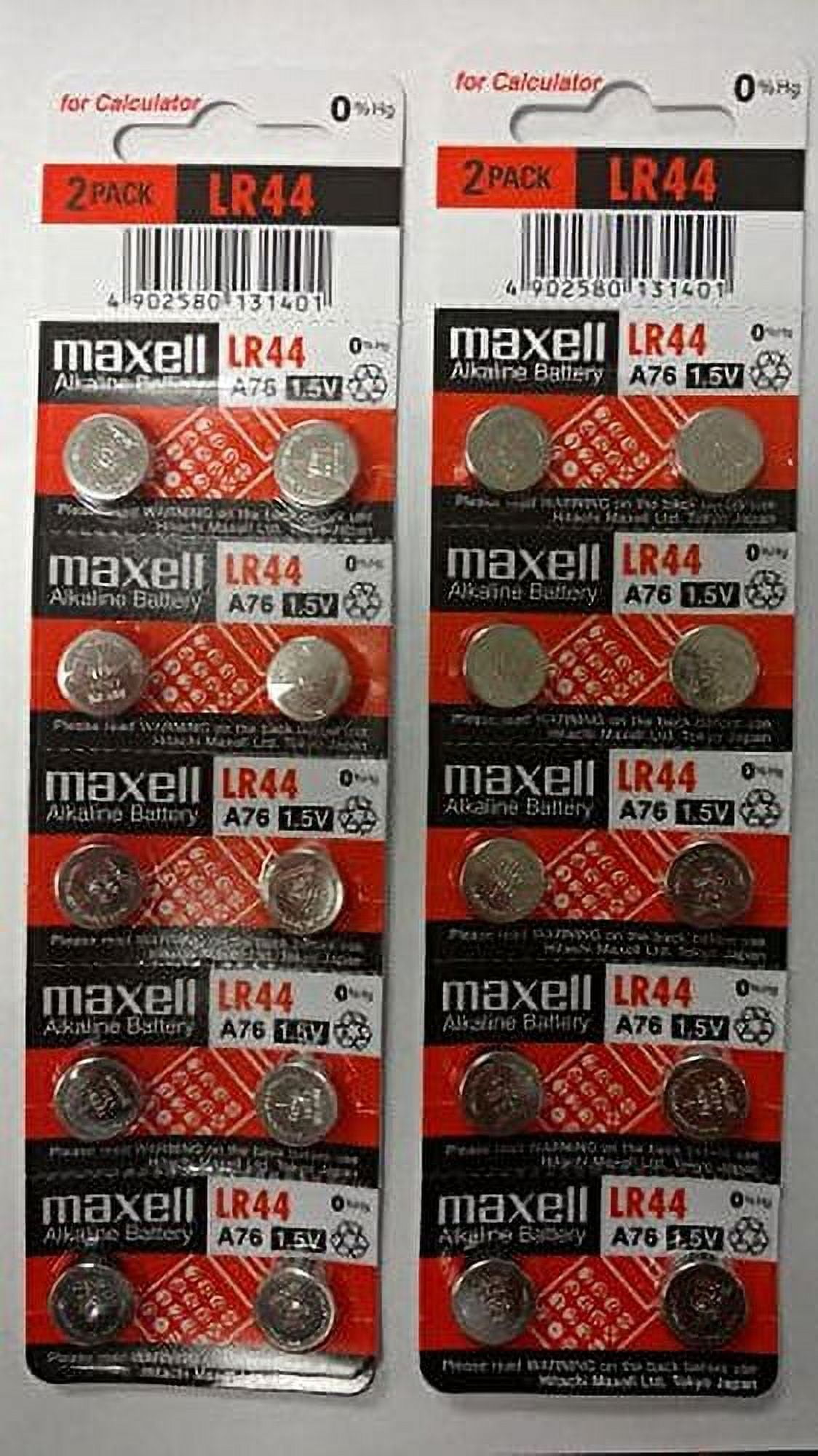 Maxell Alkaline Watch Cell LR44 A76 Button Battery 1.5V - 20 Pack - Walmart Business Supplies