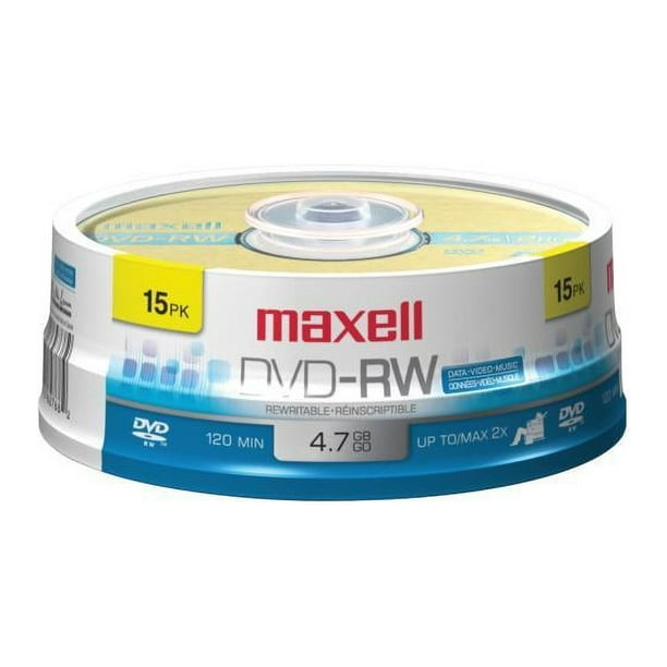 maxell 4.7GB 2X DVD-RW 15 Packs Spindle Disc Model 635117 - Walmart ...