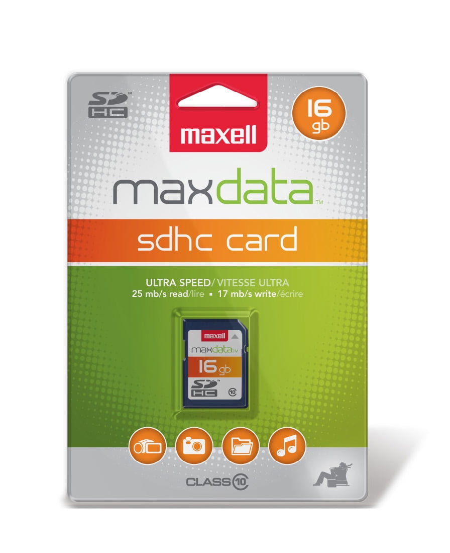 Maxell MAXDATA - Flash memory card - 16 GB - Class 10 - SDHC - Walmart.com