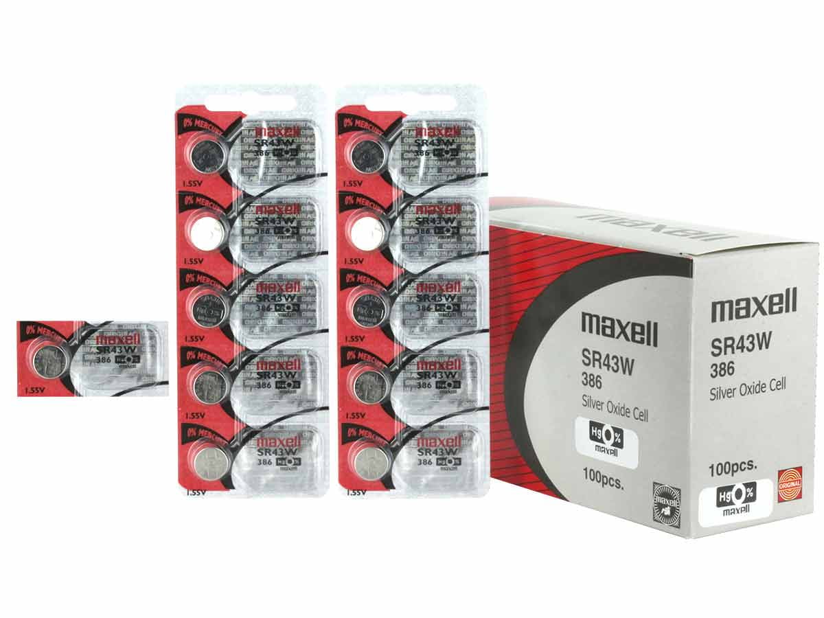 Maxell MAXELL-386 125mAh 1.55V SR43W Silver Oxide Button Cell Battery ...