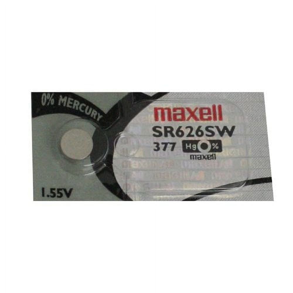 Maxell, SR626SW 377 Silver Oxide Watch Battery, 1.55V, 5-Pack Button ...