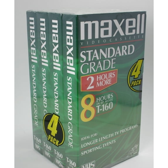 Maxell Standard Grade T160 Blank VHS Recording Tapes Video Cassette ...