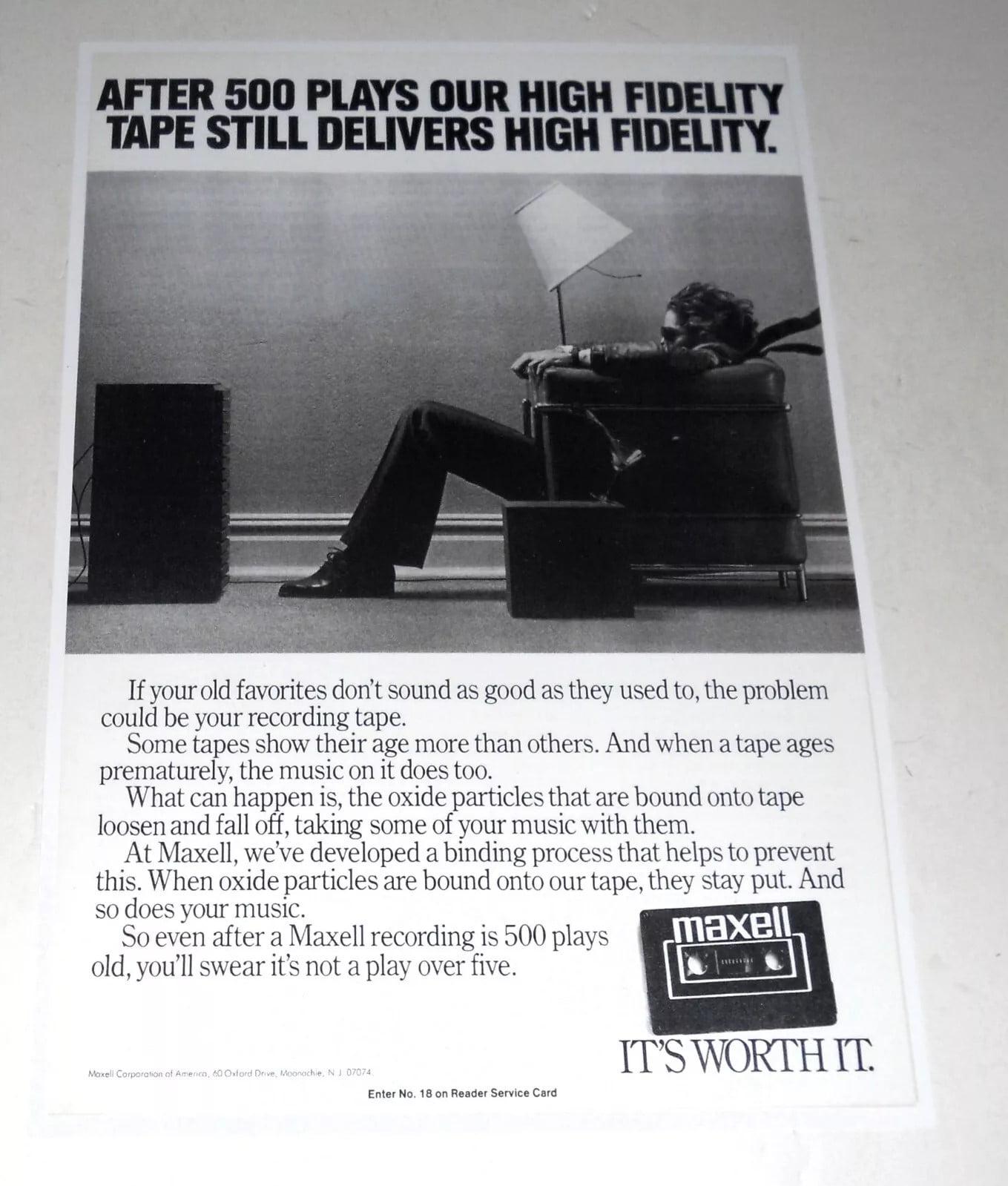 Maxell Tape "Blown Away" Cassette Poster 1982 19"x13" Famous 80's Pic ...