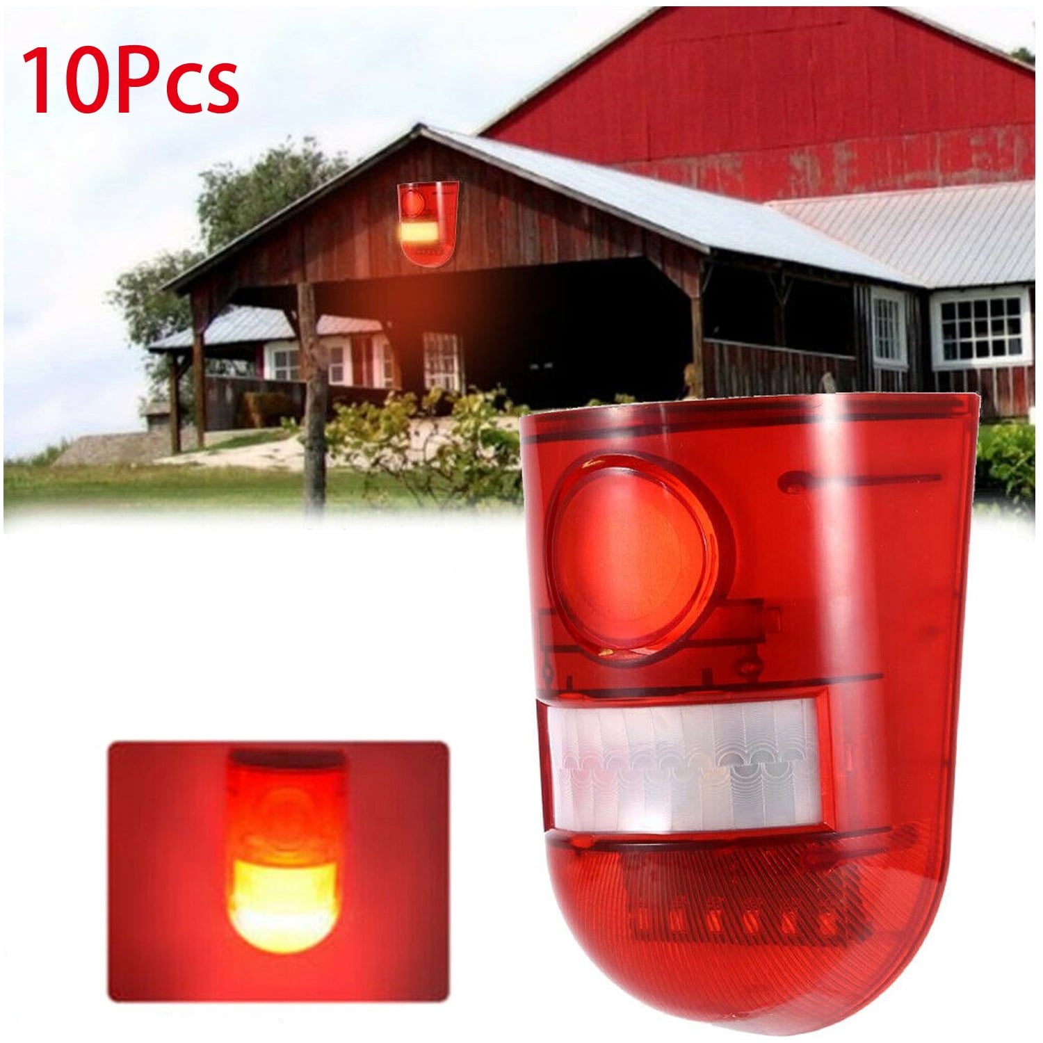 Maxfavor 10Pcs LED Solar & USB Alarm Light Motion Sensor Outdoor Farm ...