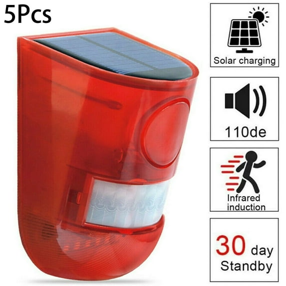 Maxfavor 5Pcs Solar Alarm Light Solar Strobe Light Wireless Motion ...