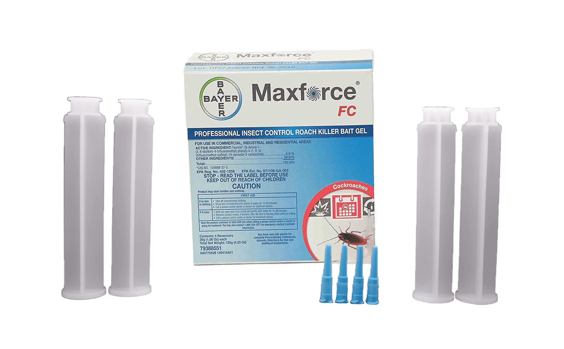 Maxforce FC Roach Bait - 1 Pack (4 Tips, 4 Plungers, & 4 x 30g Tubes ...