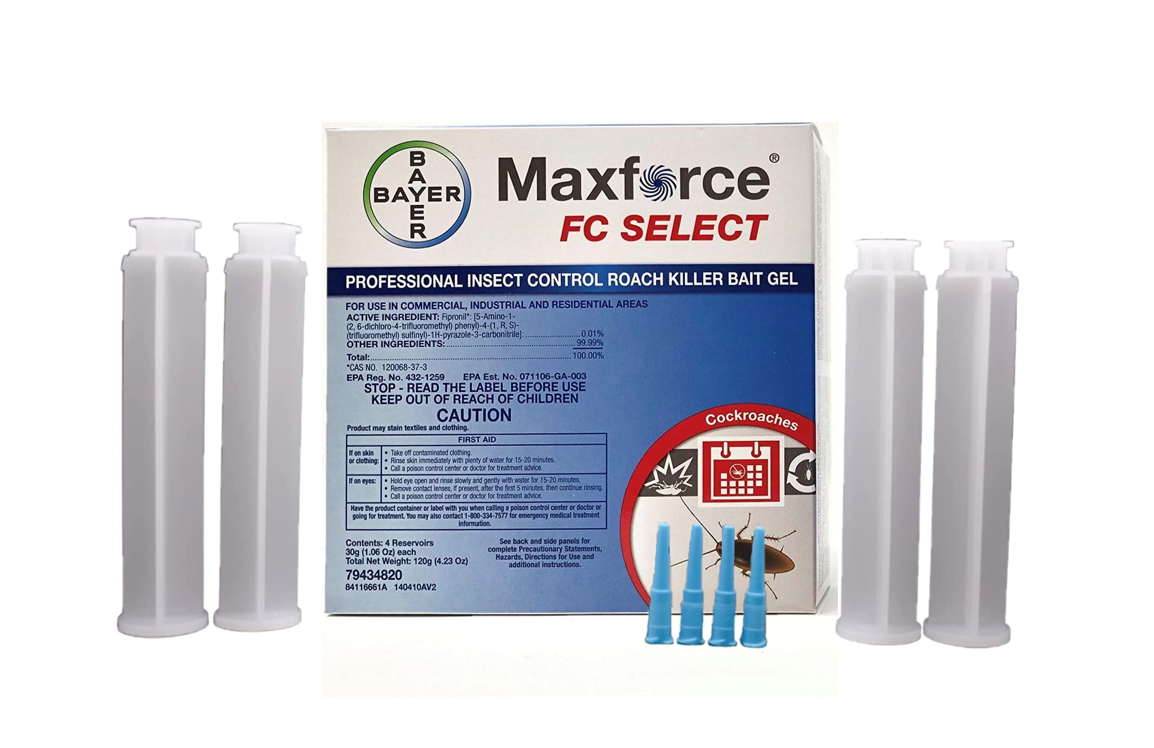 Maxforce FC Select Roach Bait Gel - 1 Pack (4 Tips, 4 Plungers, & 4 x ...