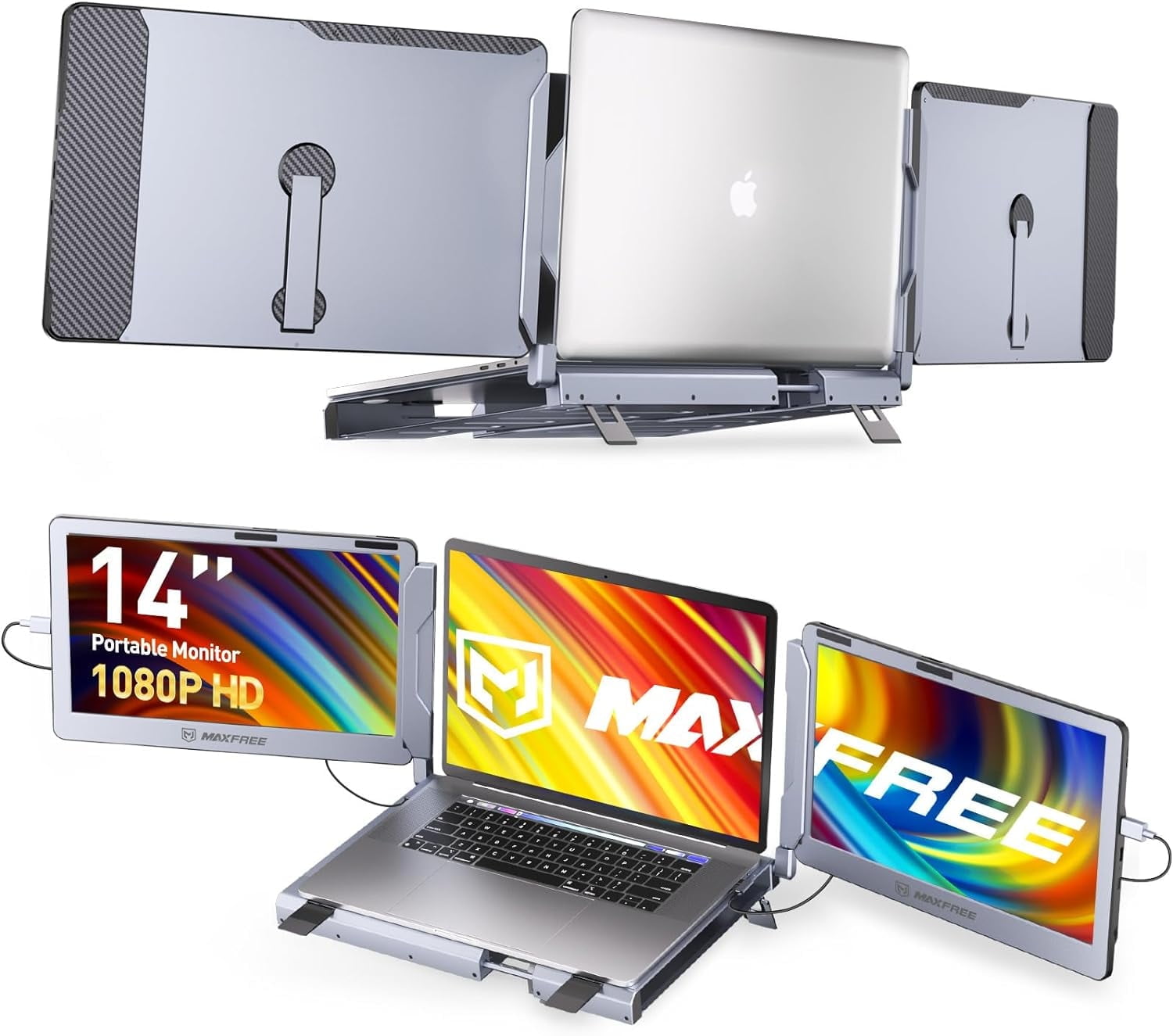 Maxfree F2 Extended Attachable Extension Triple Screen Laptop Monitor ...