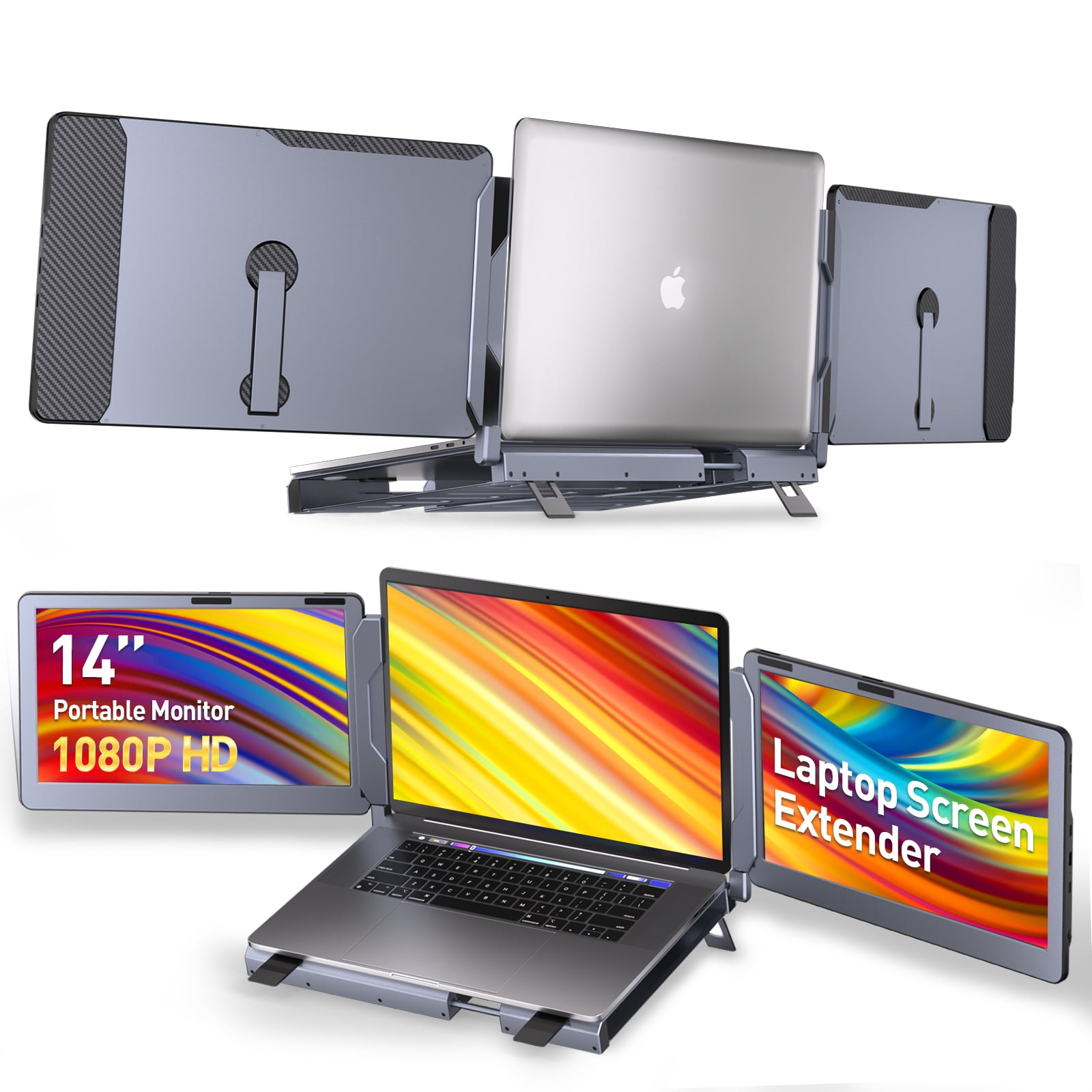 Maxfree F2 Extended Attachable Extension Triple Screen Laptop Monitor ...