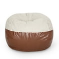 Maxi 5-Foot Two-Tone Faux Leather Bean Bag Chair - Cozy, Rounded Design ...