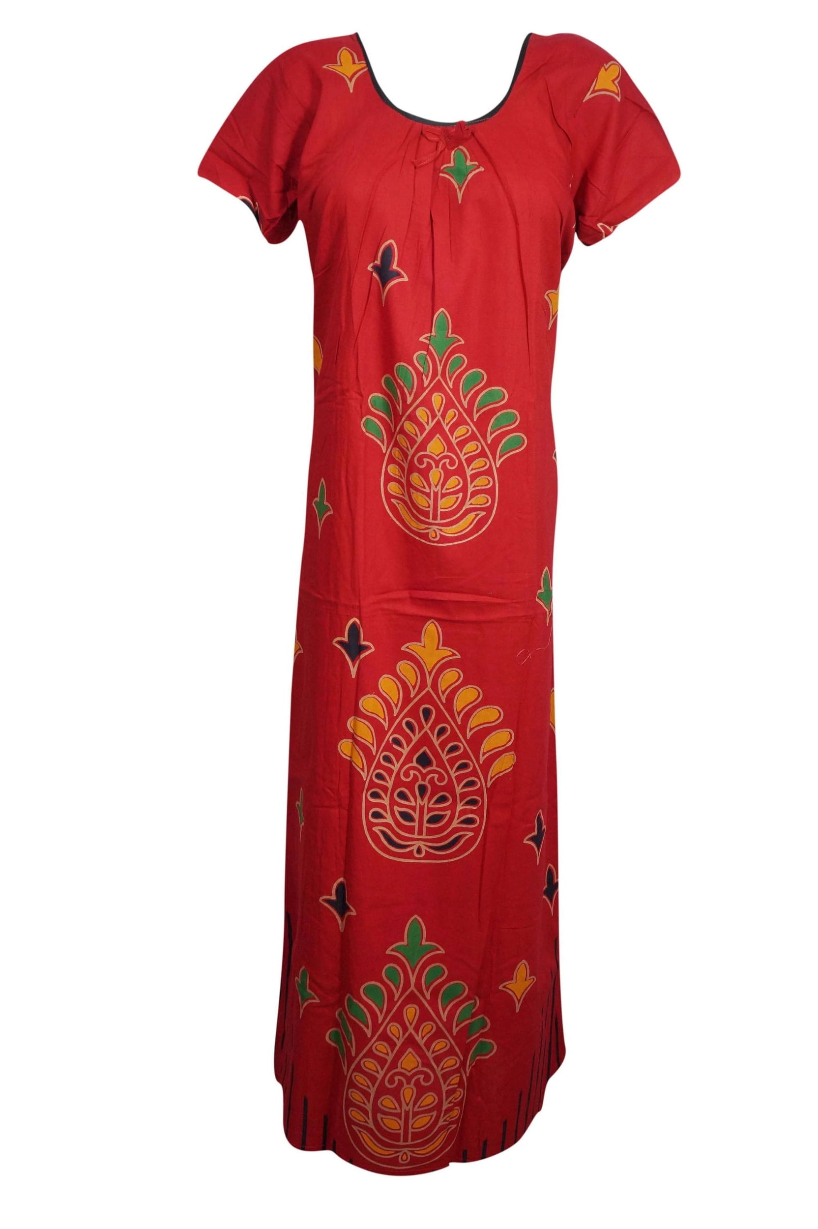 Maxi Caftan Dress, Kaftan, Red Green Paisley Printed M - Walmart.com
