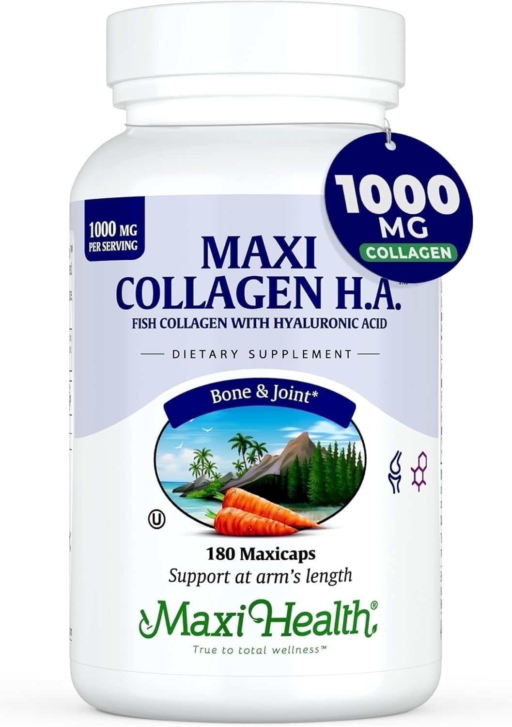 Maxi Health Marine Collagen with Hyaluronic Acid 180 Capsules - Walmart.com