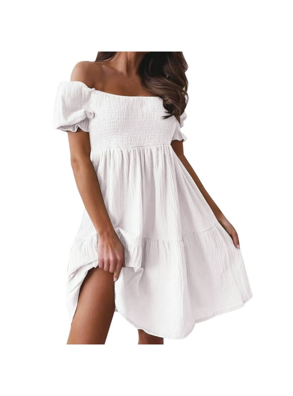 White Puff Sleeve Dress