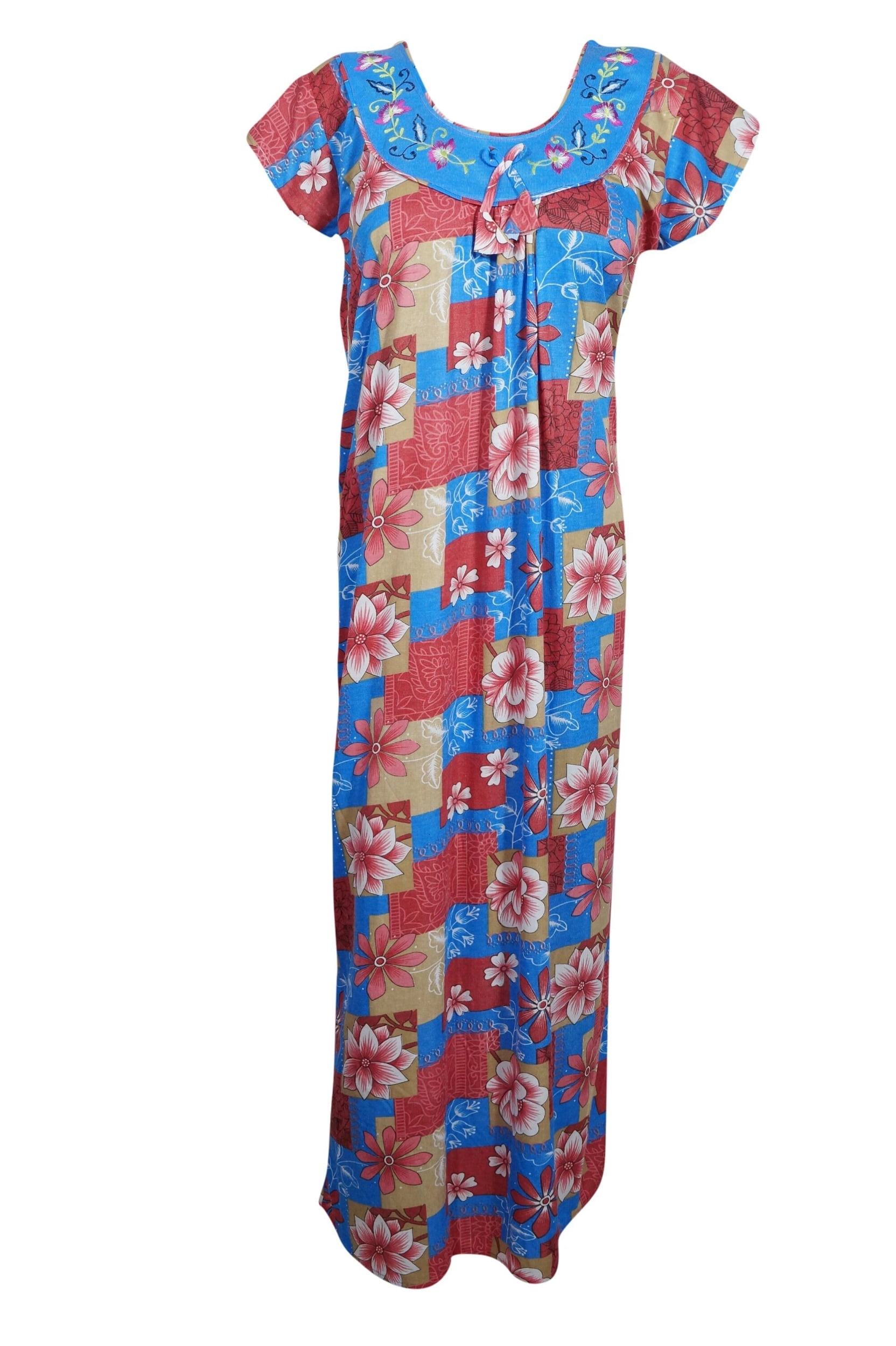 Maxi Dress, Lounger, Patio dress, Boho Red Blue L - Walmart.com
