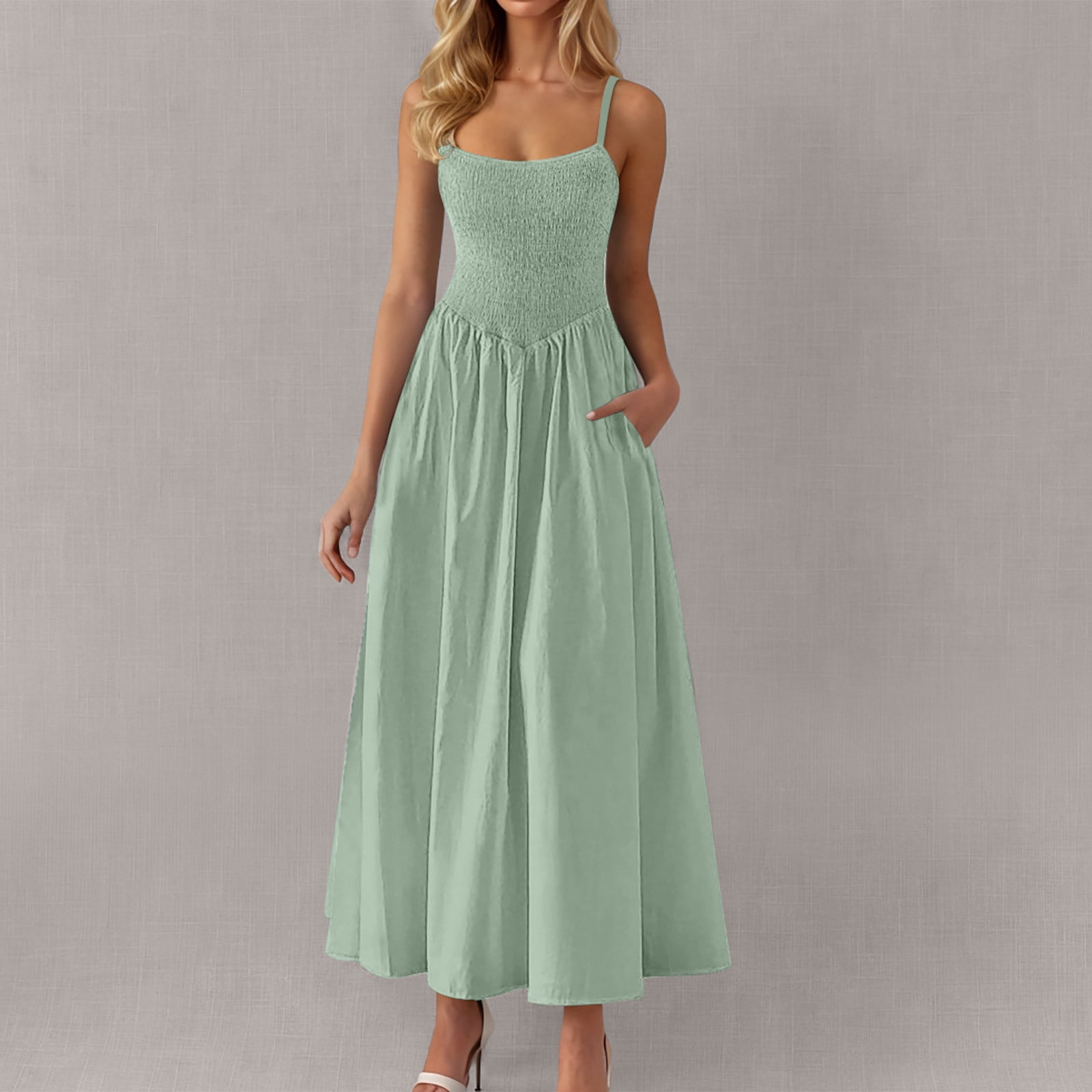 Maxi Dresses for Women 2025 Summer Smocked Beach Sundress Casual ...