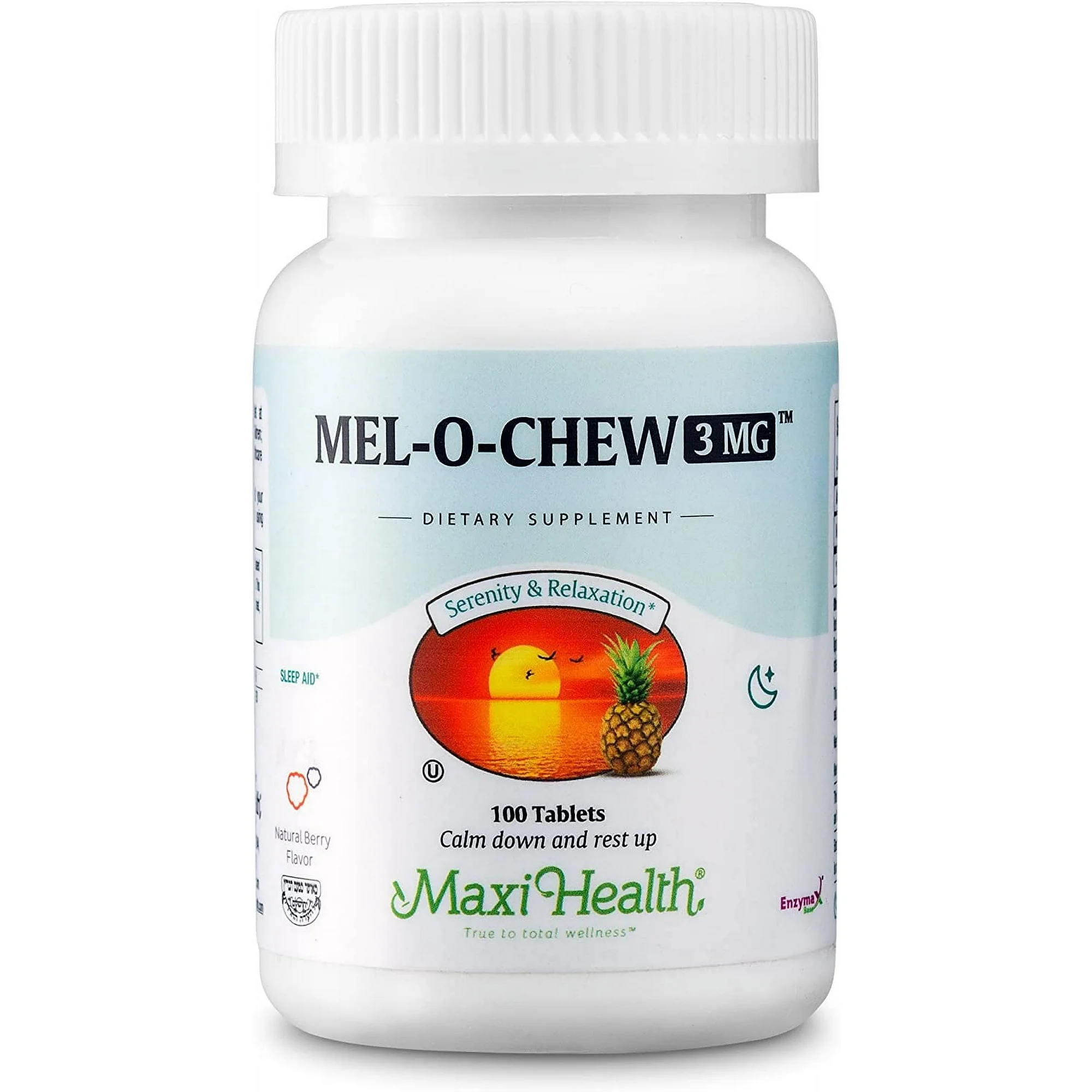 Maxi Health Chewable Melatonin Sleep Aid, 3 mg Tablets, Berry Flavor ...