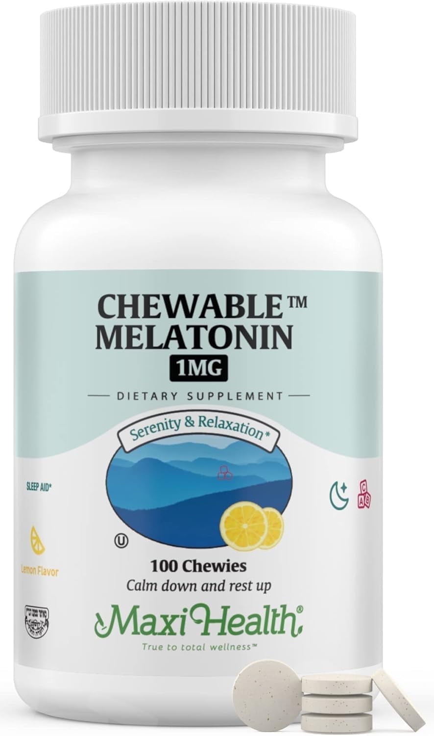 Maxi Health Chewable Melatonin Sleep Aid – Lemon Flavor – Non-Habit ...