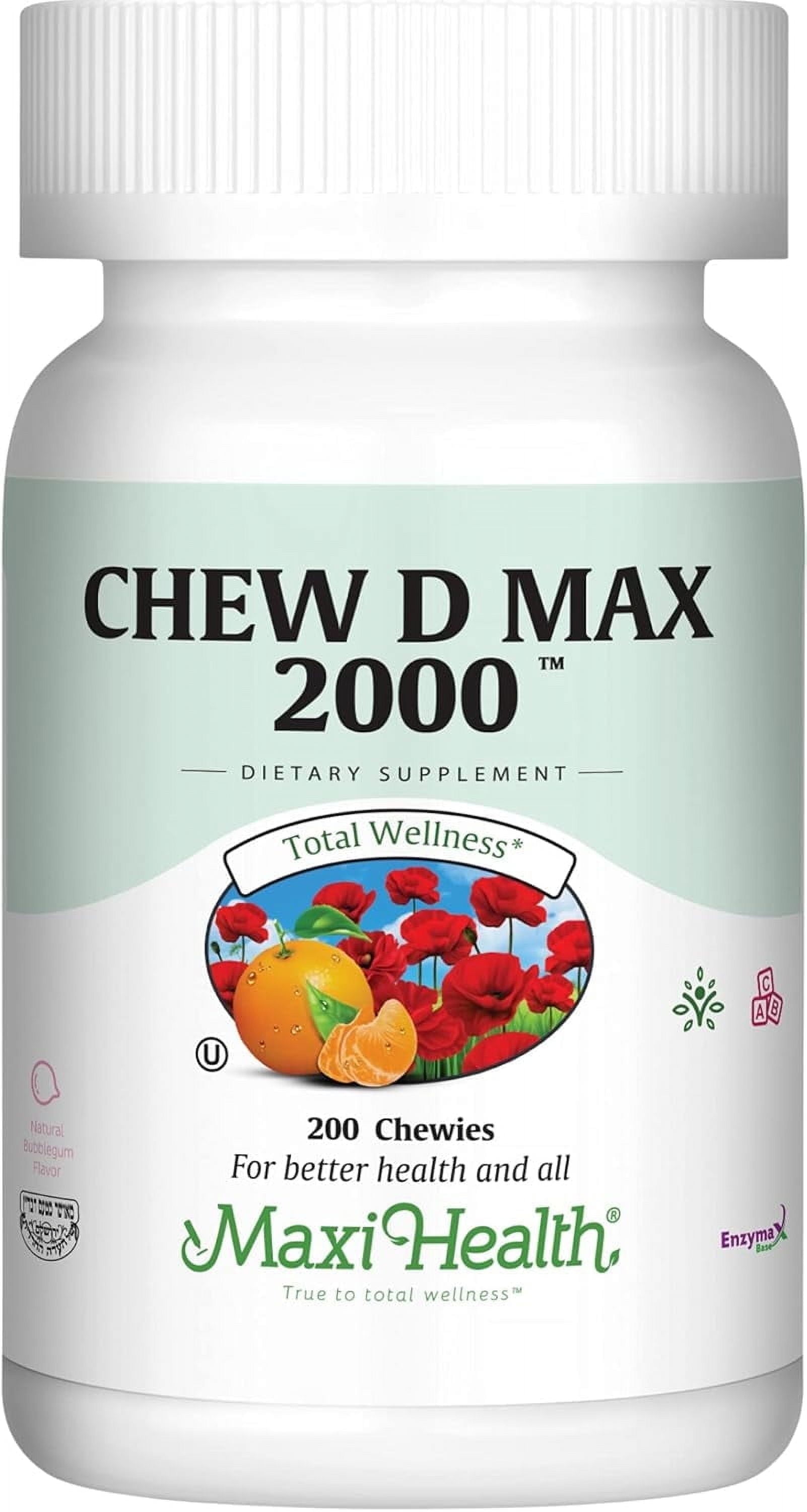 Maxi Health Chewable Vitamin D3 2000 IU – Bubble Gum Flavor – Bone ...