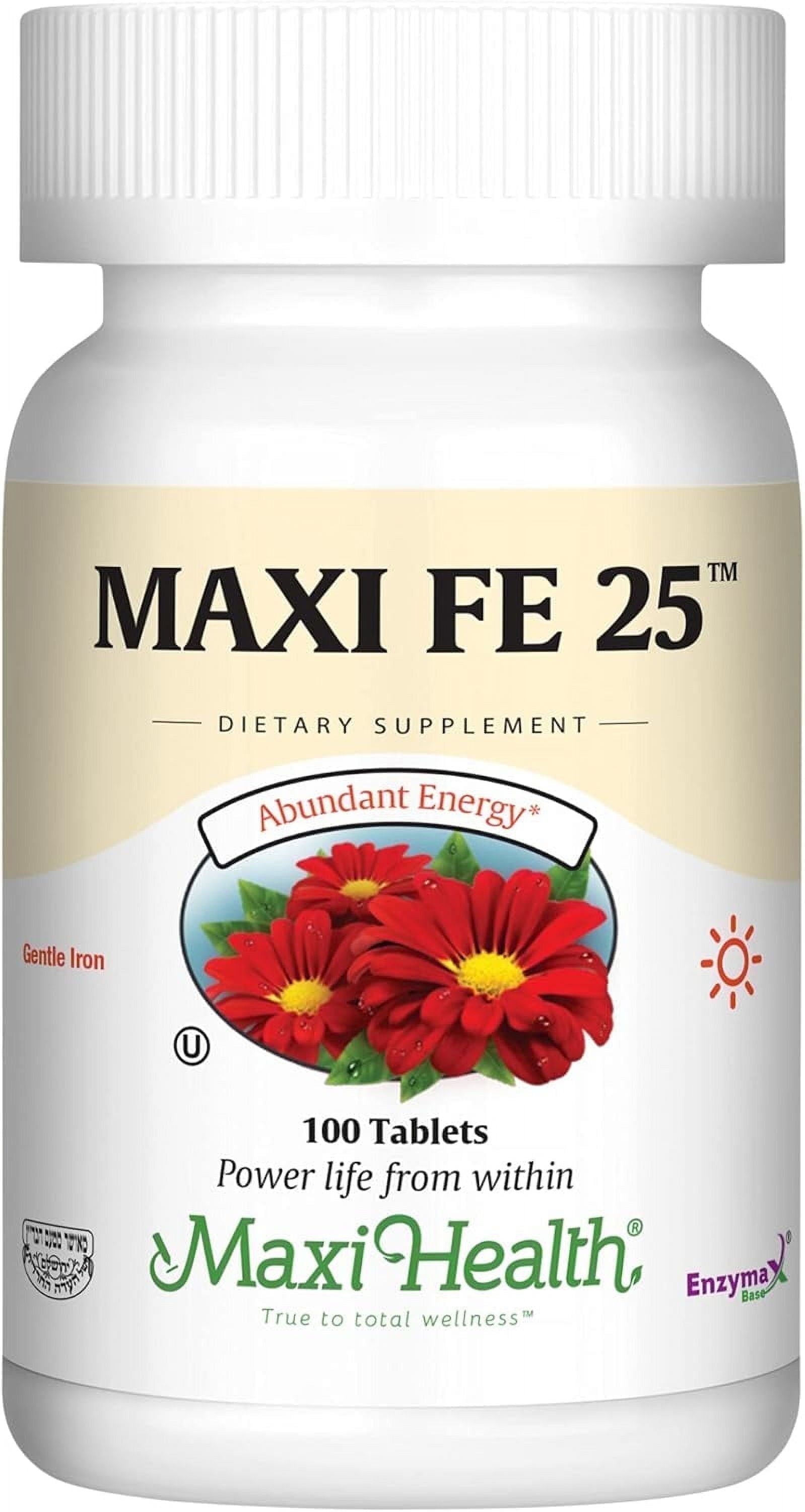 Maxi Health Gentle Iron Supplement 25 mg Tablets – Supports Energy ...