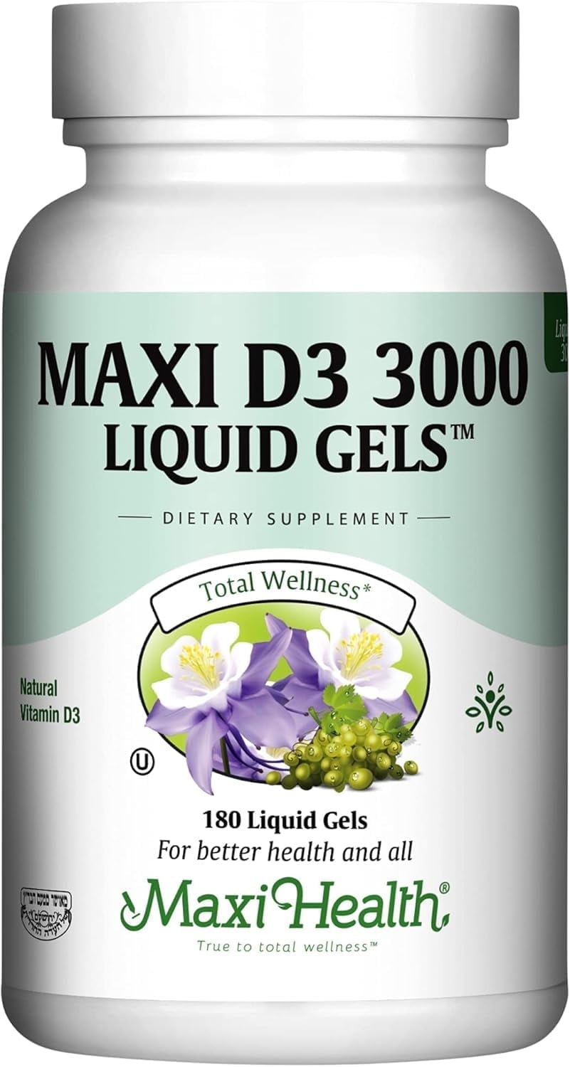 Maxi Health Vitamin D3 3000 IU Softgels, Immune and Bone Support, High ...