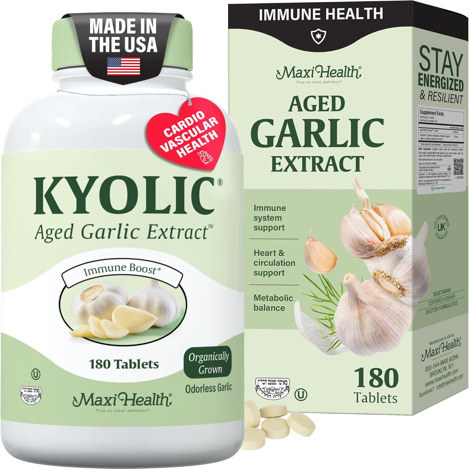 Maxi Health Kyolic Aged Garlic – Immune Support Supplement for Adults ...